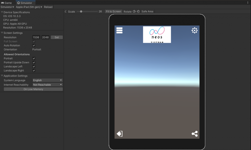 Neos Blog | UNITY – Test giao diện game sử dụng Device Simulator
